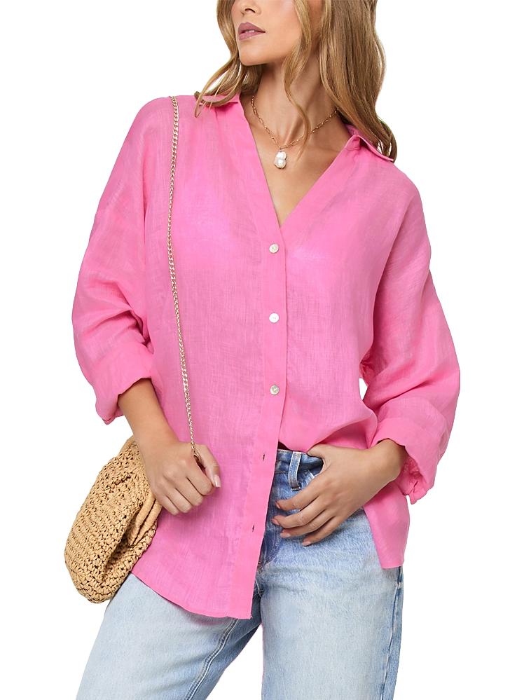 L*SPACE L*Space Rio Button Front Linen Cover Up Tunic